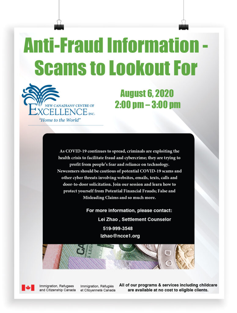 Anti-Fraud Information - Scams to Look Out For - New Canadians' Centre ...