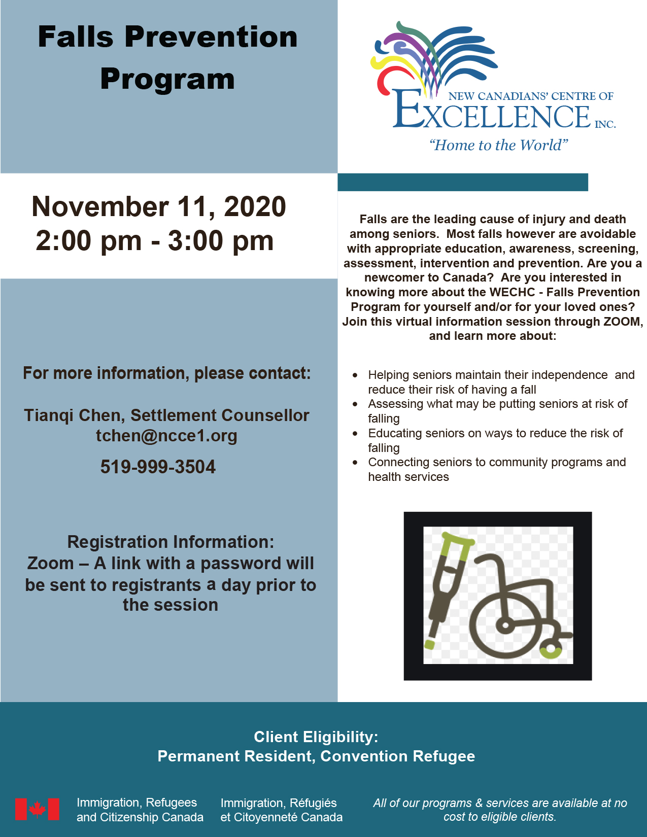 Falls Prevention Program - New Canadians' Centre of Excellence Inc.
