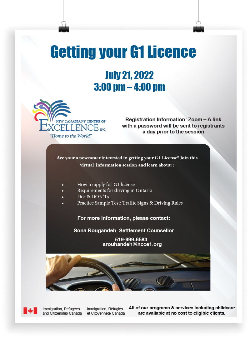 Getting Your G1 Licence - New Canadians' Centre of Excellence Inc.