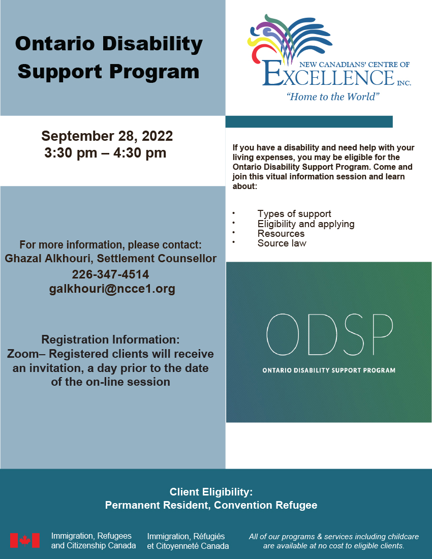 Ontario Disability Support Program - New Canadians' Centre of ...